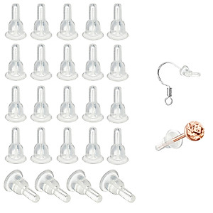 50pcs Silicone Earring Backs, Full-Cover Clear Earring Backs, Dust-Proof, Hypoallergenic Soft Ear Safety Pads Backstops for Stabilize Earring Studs Hooks (10x6mm)
