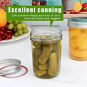 Woaiwo-q 4 Pack Wide Mouth Mason Jars 16oz, Mason Jars with Metal Airtight Lids and Bands - For Canning, Fermenting, Pickling - Jar Décor/Microwave/Freeze/Dishwasher Safe