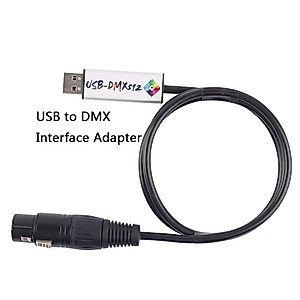 GIDERWEL USB to DMX Interface Adapter/Dongle,USB DMX512 Cable LED Controller Studio Computer PC Stage Lighting Controller Dimmer for Signal Conversion of Stage Light