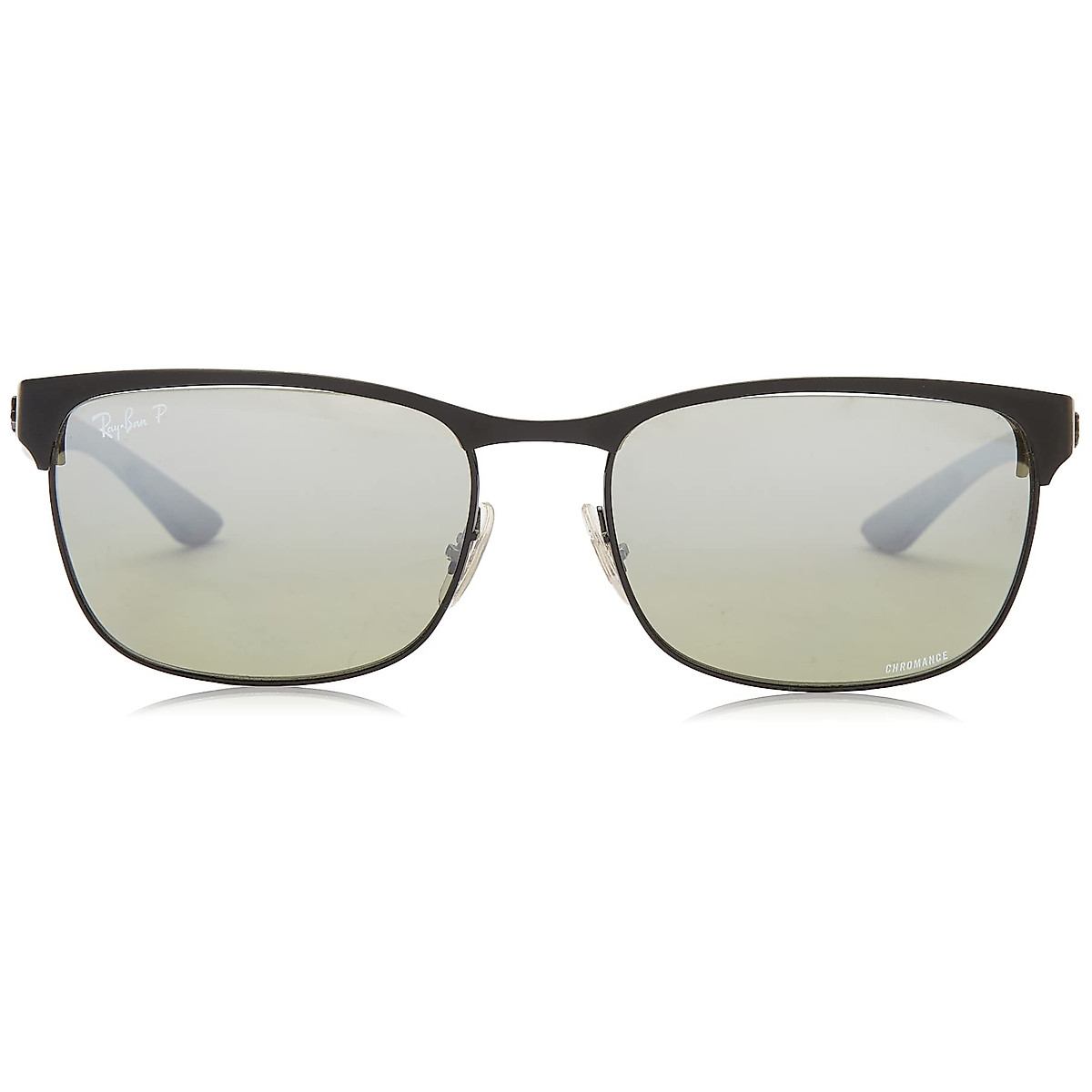 Ray-Ban Men's RB8319CH Chromance Square Sunglasses, Matte Black On Black/Polarized Grey Mirrored Silver, 60 mm