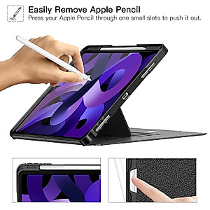 ZtotopCases for iPad Air 5th Generation Case 2022 / iPad Air Case 4th Generation 2020 10.9 Inch, Multi-Viewing Angles TPU Magnetic Protective Cover with Auto Wake/Sleep & Pencil Holder, Black