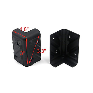 Geesatis 16 pcs Right Angle Corner Protector Black Plastic Cabinet Speaker Corners Protector for Cabinet Guitar Amplifier Stage Speaker, with Mounting Screws, Height 3 inch