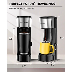 Vimukun Single Serve Coffee Maker Coffee Brewer Compatible with K-Cup Single Cup Capsule, Single Cup Coffee Makers Brewer with 6 to 14oz Reservoir, Tall Size KCM010A (Black)