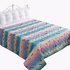 Waterproof Dog Bed Covers for Couch Protection Dog Pet Blanket Furniture Protector (68"x82",Colourful+Grey)