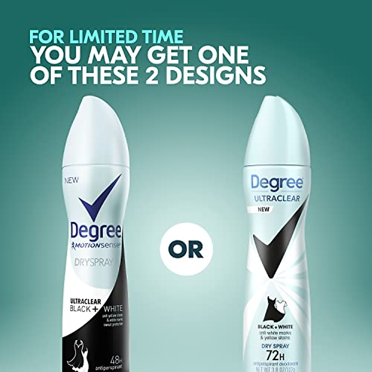 Degree UltraClear Antiperspirant Deodorant Dry Spray Anti White Marks and Yellow Stains Black+White Deodorant for Women 3.8 oz