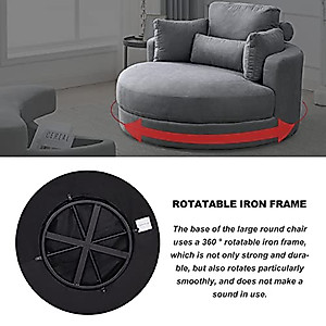 Swivel Accent Barrel Chair with Storage Ottoman,Comfy Teddy Upholstered 360° Recliner Sofa Club Chaise Leisure Round Lounge Armchair Singel Lazy Sofá Arm Chairs and Footrest Set for Living Room/Hotel