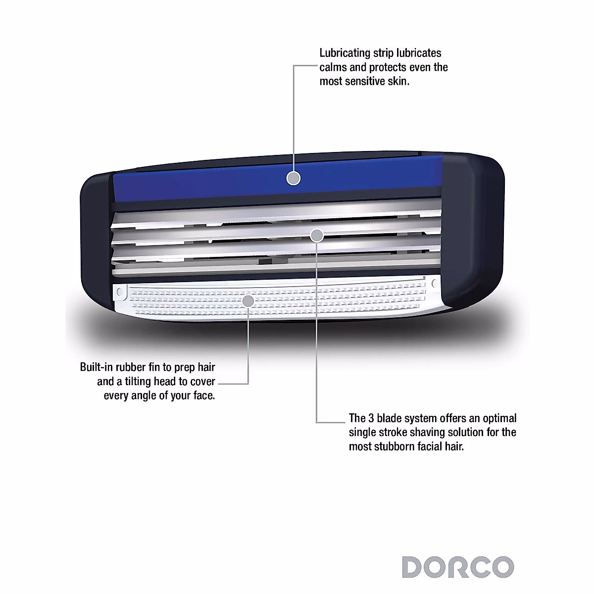 Dorco Pace 3 - Three Razor Blade Shaving System- Value Pack - 16 Cartridges (No Handle)