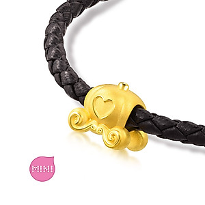 CHOW SANG SANG 999 24K Solid Gold Love Fairytale Carriage Mini Charm Bracelet for Women 92314C (Gold, 17 CM)