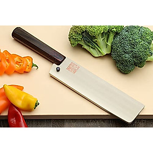 Yoshihiro VG-10 46 Layers Hammered Damascus Nakiri Japanese Vegetable Knife (6.5'' (165mm) Rosewood Handle)