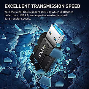 EDUP AC 1300Mbps USB WiFi Adapter for PC USB 3.0 Wireless Dongle, 5Ghz /2.4Ghz Dual Band 802.11ac Network Adapter for Desktop Laptop,Built-in Antenna Supports Windows 10/8/7/XP/Vista/Mac10.6~10.15
