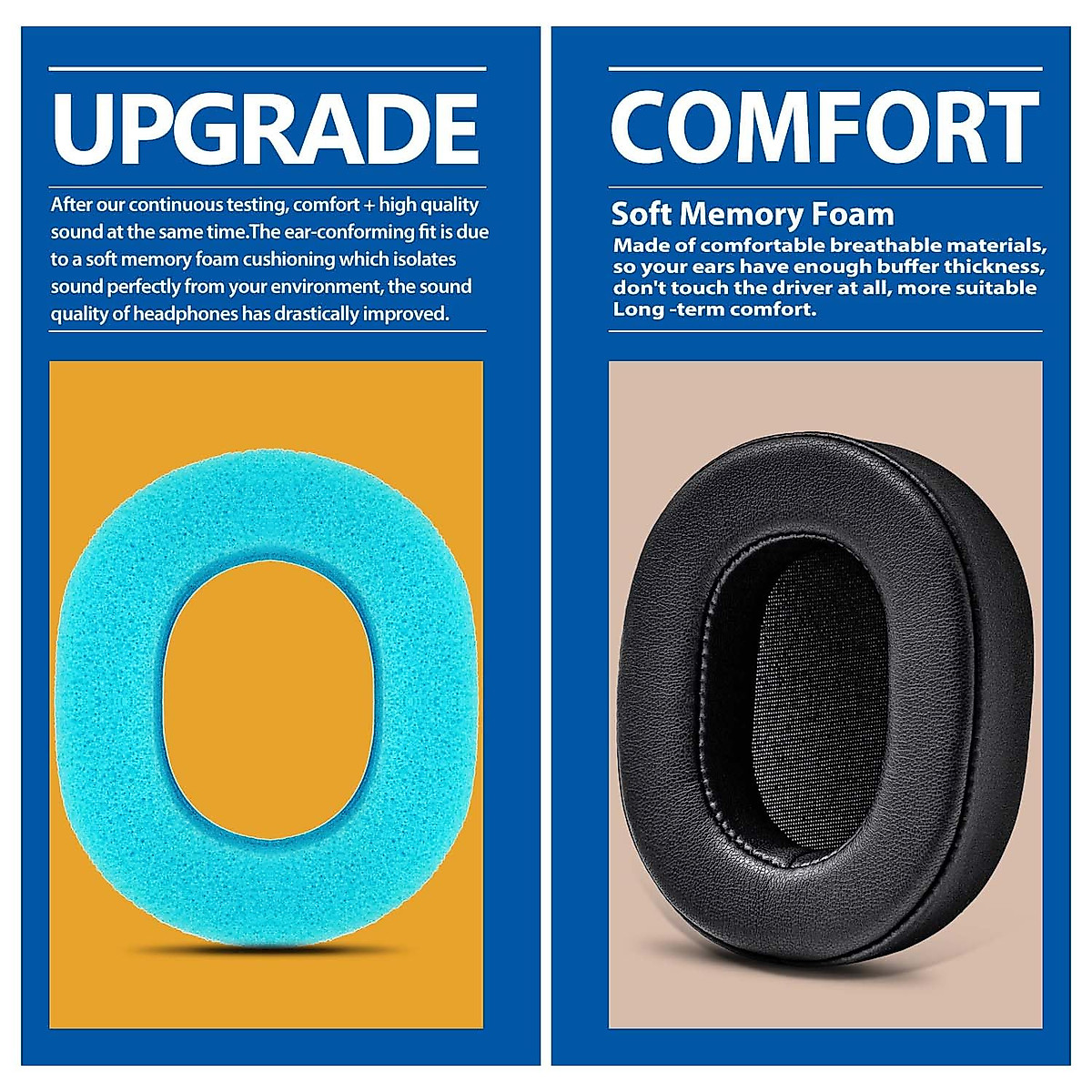 WH 1000XM5 Earpads for WH-1000XM5 (WH1000XM5) by TRANSTEK, Replacement Ear Pads Cushions with High-Density Noise Isolation Foam, Added Thickness-Comfort Leather