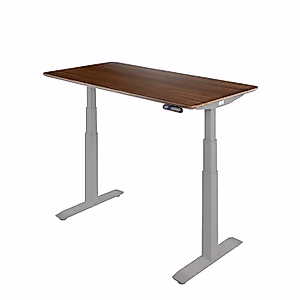 Seville Classics AIRLIFT Pro S3 54" Solid-Top Commercial-Grade Electric Adjustable Standing Desk (51.4" Max Height) Table - Gray/Walnut