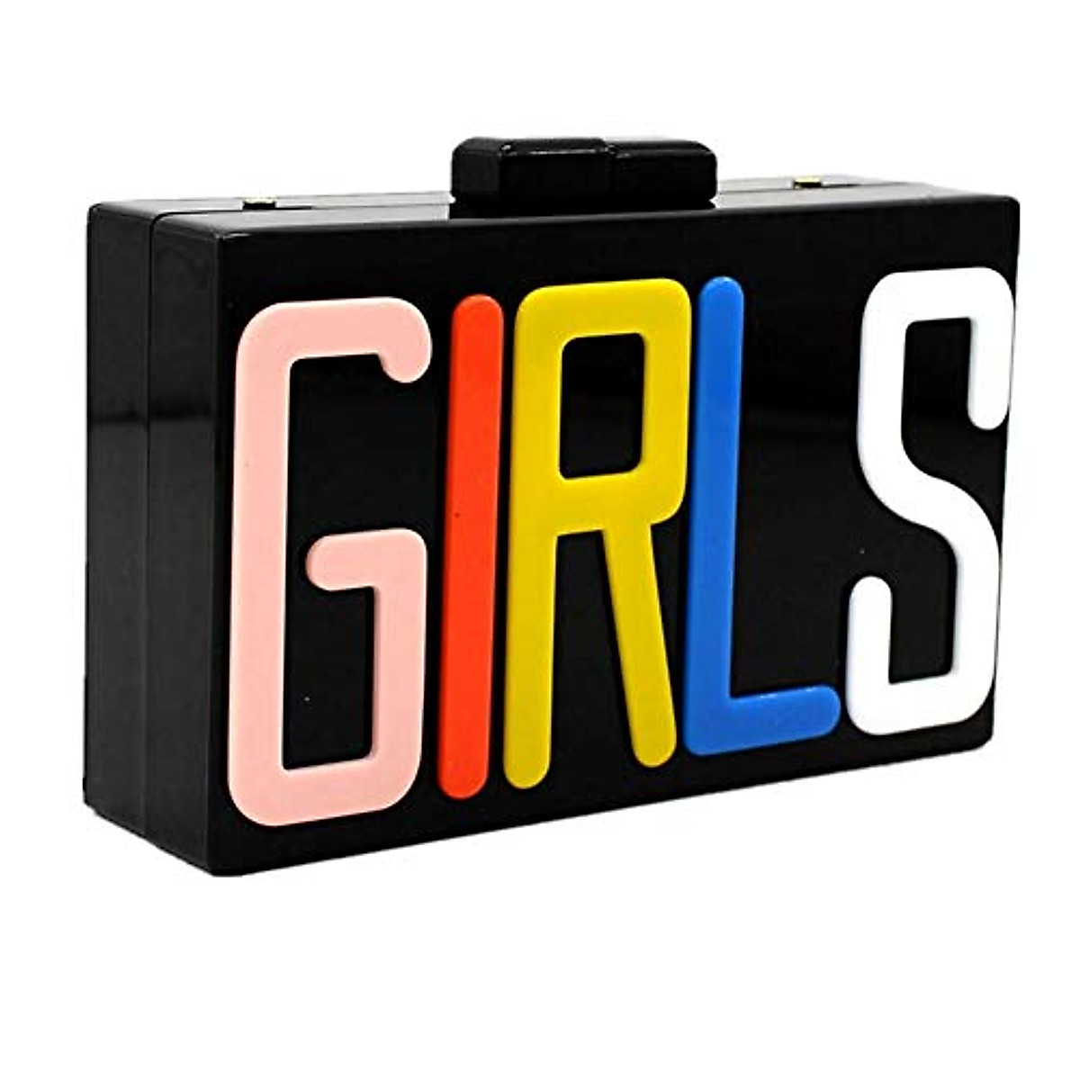 Shiratori Women Evening Clutch Bag, Acrylic Square Box Shoulder HandBags For Wedding Party Tote Purse (black)