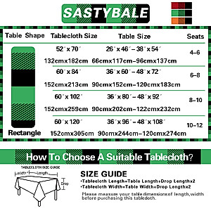 Buffalo Plaid Vinyl Christmas Tablecloth Rectangle 52 x 70 Inch With Flannel Backing, Waterproof & Anti Slip Plastic Tables Cloths, Heavy Duty Table Cover for Winter, Party & Holiday, Green and Black