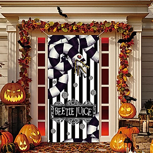 Scary Creepy Door Cover Halloween Photo Backdrop Halloween Birthday Party Decorations and Supplies for Home