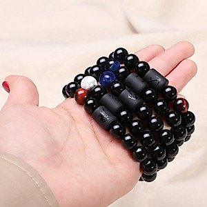 Jade cabbage Couple Bracelet for Men Women 12 Constellation 8mm 10mm Natural Black Onyx Bead Bracelet Distance Friendship Prayer Blessing Bracelet Gifts 6.5"