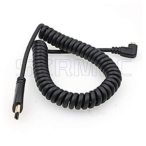 SZRMCC Left Angled Micro HDMI to HDMI High Speed Coiled Cable for Tablet Canon Sony DSLR Camera ATOMOS Monitor