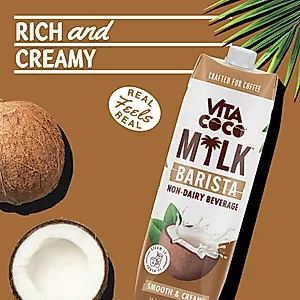 Vita Coco Barista Milk - Plant Based, Dairy Free Milk Alternative - Gluten Free, Soy Free, and Unsweetened - Perfect Add to Coffee, Matcha, Pink Drinks - 33.8 Fl Oz (Pack of 6)