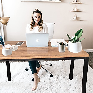 BEST BOARD Writing Computer Desk Modern Simple Study Desk Industrial Style Laptop Table for Home Office Brown Notebook Desk (24x63 Inches)