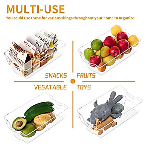 Alpacasso Fridge Organizer Storage Bins Stackable Freezer Kitchen Containers with Handles BPA Free Clear Organization Fridge Stackable Organizer for Cabinet Drawer and Pantry Pack of 8