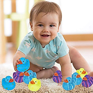 ArtCreativity Multicolored Pattern Rubber Duckies for Kids, Pack of 12 Cute Duck Bath Tub Pool Toys, Fun Carnival Supplies, Birthday Party Favors for Boys and Girls
