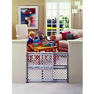 MYPET North States Universal Pet Gate: 26” - 42” Wide Dog Gate. Use as Pressure Mounted Gate or Swinging Door with Included Hardware. Dog Gates for Doorways, 26" Tall, Gray