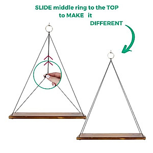 FORESTBARN Hanging Shelves, Set of 2, Boho Wall Decor Shelf, Floating Shelves, Rope Hanging Shelves, Hanging Shelf for Plants, Bedroom Bathroom Living Room Wall Shelves, Brown…