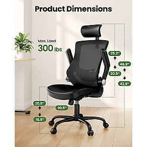 Marsail Office Chair Ergonomic Desk Chair, 360°Swivel Mesh Back Wide Computer Chair PU Leather Criss Cross Chair,Adjustable Lumbar Support & Flip-up Armrests,Adjustable Height Executive Task Chair