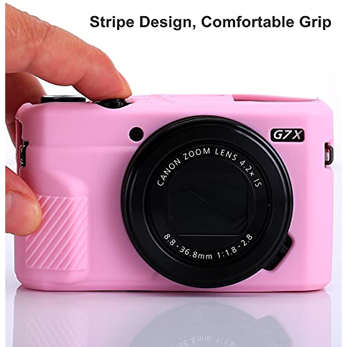 G7X Camera Silicone Case Ultra-Thin Lightweight Rubber Soft Silicone Case Bag Cover for Canon PowerShot G7X G7X Mark II G7X Mark III + Microfiber Cloth (Pink)