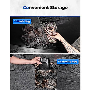 KEMIMOTO Hunting Blind 2-3 Person, See Through Ground Blind 270 Degree Pop Up, Portable Camo Tent for Deer & Turkey Hunting