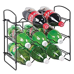 mDesign Metal Wire Free-Standing Water Bottle Rack - Storage Organizer for Kitchen Countertops, Matte Black