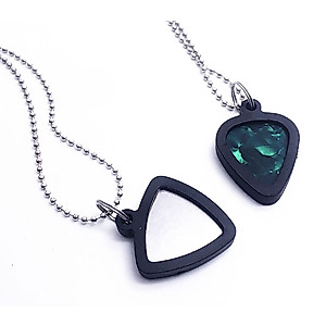 TUOREN 2 Set Guitar Pick Holder Necklace with 3pcs Stainless Steel Picks 3 Colorful Celluloid Pick for Electric Guitar Bass Ukulele Guitarists Picks Storage Necklace