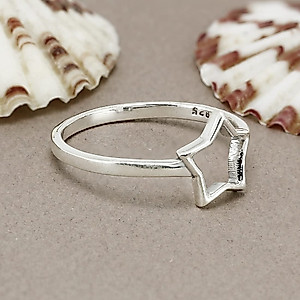 TISHAVI Star Shape Sterling Silver Ring, Size 9, 925 Silver Ring