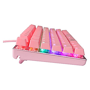 60% Mechanical Keyboard and Gaming Mouse, Mouse Pad Combo. 81 Keys Rainbow Backlit Keyboard (Blue Switch) Pink