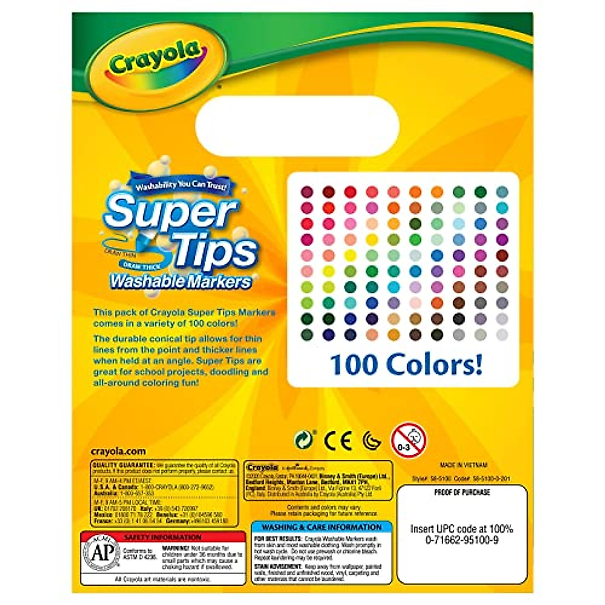 Crayola Super Tips Marker Set (100 Count), Washable Markers, Kids Gifts for Girls & Boys