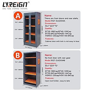 LYREIGN cat40 CNC Tool Rack CNC Tool Holder Storage cart CNC Tool Storage cabinets Large Capacity Tool cabinets CAT50-84CAP