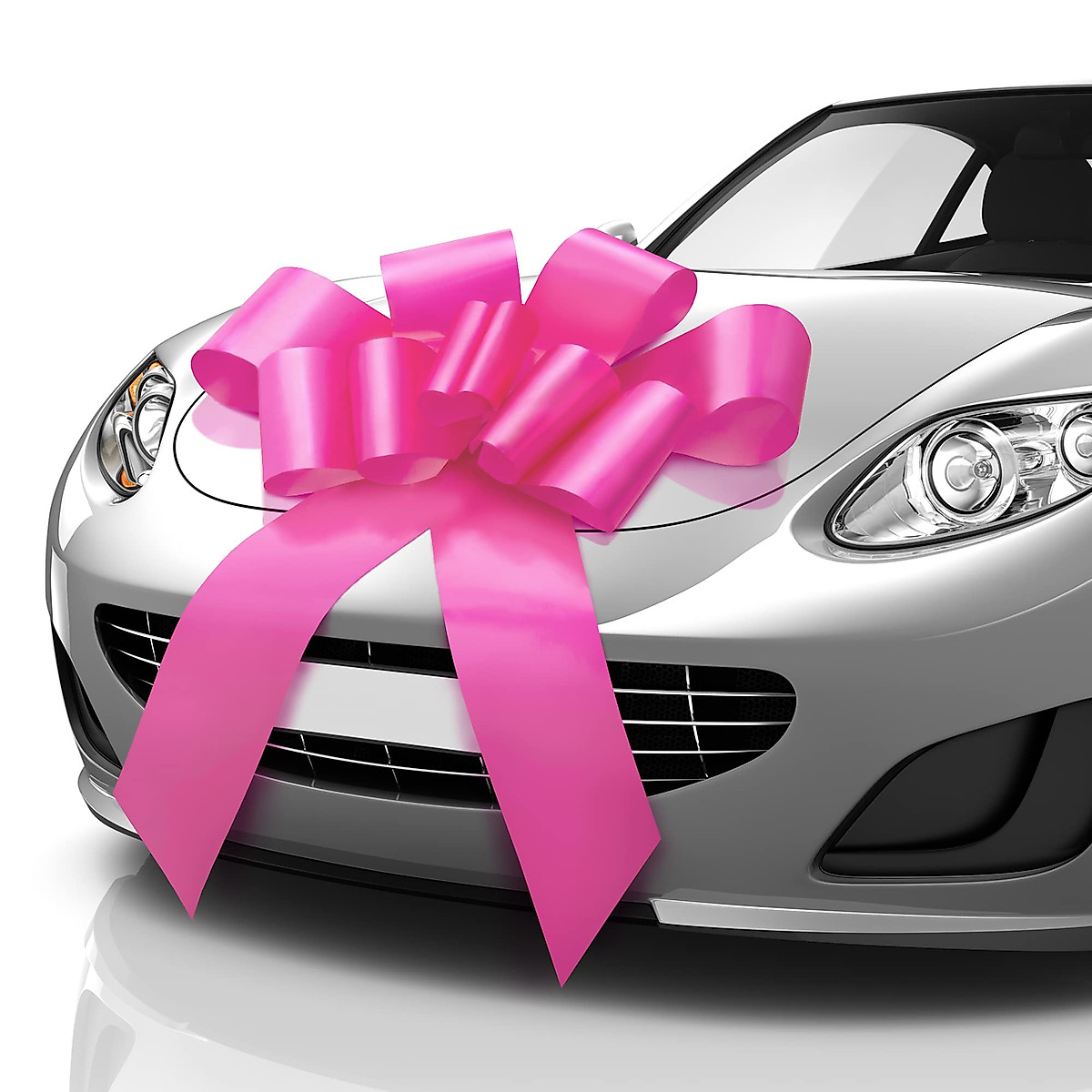 MIFFLIN-USA Big Car Bow (Glossy Pink, 30 inch) Butterfly Shape Gift Bow, Giant Bow for Car, Birthday Bow, Huge Car Bow, Car Bows, Big Pink Bow, Bow for Gifts, Christmas Bow for Cars