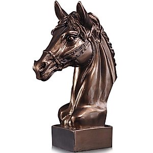 SHJDLSB Retro Horse Head Statue, Antique Copper Animal Doll, Arts and Crafts Living Room Office Decoration-1_291343CM