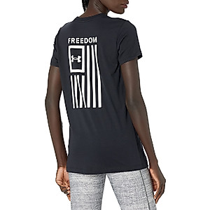Under Armour Womens New Freedom Flag T-Shirt, Black (001)/White, XX-Large