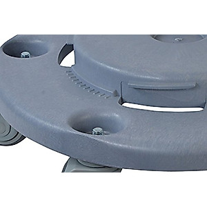 Janico 1041 Quiet Trash Can Dolly, Non Marking Casters, Round, 18"x18"x6", Grey