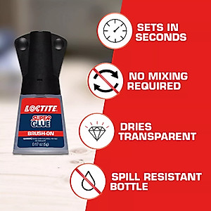 Loctite Super Glue Brush On Liquid, Clear Superglue for Leather, Wood, Metal, Crafts, & Repair, Cyanoacrylate Adhesive Instant Glue, Quick Dry - 0.17 fl oz Bottle, 1 Pack