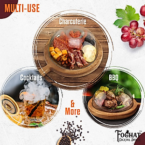 Foghat Cocktail Smoker Cloche Set, Bourbon Whiskey Barrel Oak Smoking Fuel & Smoking Torch | with Butane Infuse Whiskey, Cheese, Meats, BBQ