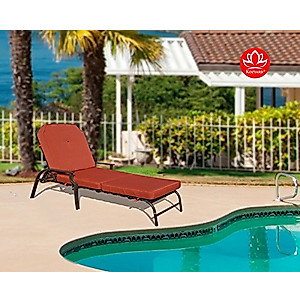 Kozyard Maya Outdoor Chaise Lounge Weather & Rust Resistant Steel Chair with Polyester Fabric Cushion for Pool, Patio, Deck or Yard (Terracotta)