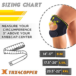 THX4COPPER Compression Dual Adjustable Patella Knee Brace for Pain Relief,Knee Strap Support for Running, Jumper, Gym Exercise, Tendonitis, Arthritis, Injury Recovery, Joints and Muscles