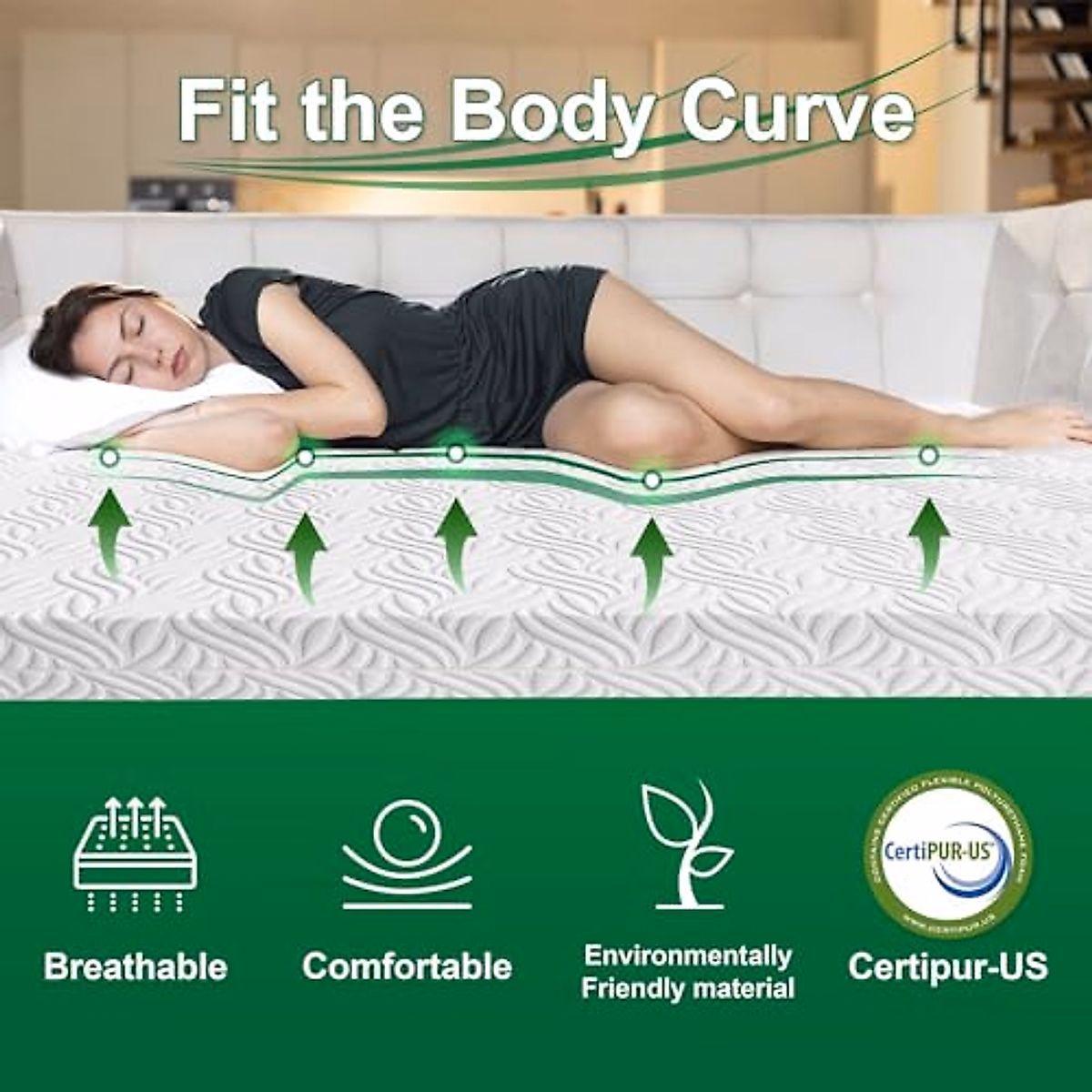 Full Size 12 Inch Cooling Gel Memory Foam Mattress in Box for Back Pain Relief, Supportive Pressure Relief, CertiPUR-US Certified, Made in USA, Medium Firm Feel with Fiberglass Free (12''Full)
