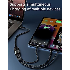 Quikbee Multi Charging Cable, 4ft/1.2m, 3 in 1 Fast Charging Cable Nylon Braided USB-C/Type c Charging Cable/Micro-USB Ports for Mobile15 14 13 12 11 xs x, Samsung,Huawei，and Other Devices.