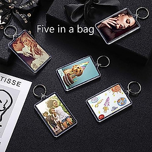 Lckaey keychain picture holder frame key chain pendant picture key chain personalized photo DIY gift key chain Z002-5-pack-medium