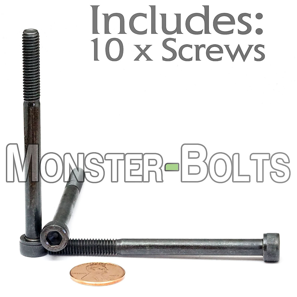 M6 / 6mm x 1.00 - Socket Head Caps Screws, Class 12.9 Alloy Steel w Black Oxide, DIN 912 / ISO 4762, Hex (Allen) Key Drive - MonsterBolts (10, M6 x 75mm PT)