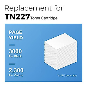 myCartridge TN227 High Yield Toner Cartridge 4 Pack Replacements for TN-227BK/C/M/Y High Yield Brother HL-L3290CDW HL-L3270CDW/L3210CW MFC-L3770CDW, TN-227 TN-223BK/C/M/Y Toner Cartridges