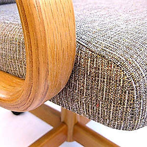 Caster Chair Company Casual Rolling Caster Dining Chair with Swivel Tilt in Honey Oak Wood with Pewter Fabric Seat and Back (1 Chair)